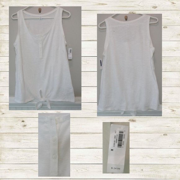 Old Navy | Tops | White 3 Button Tank Top With Knot On Bottom | Poshmark